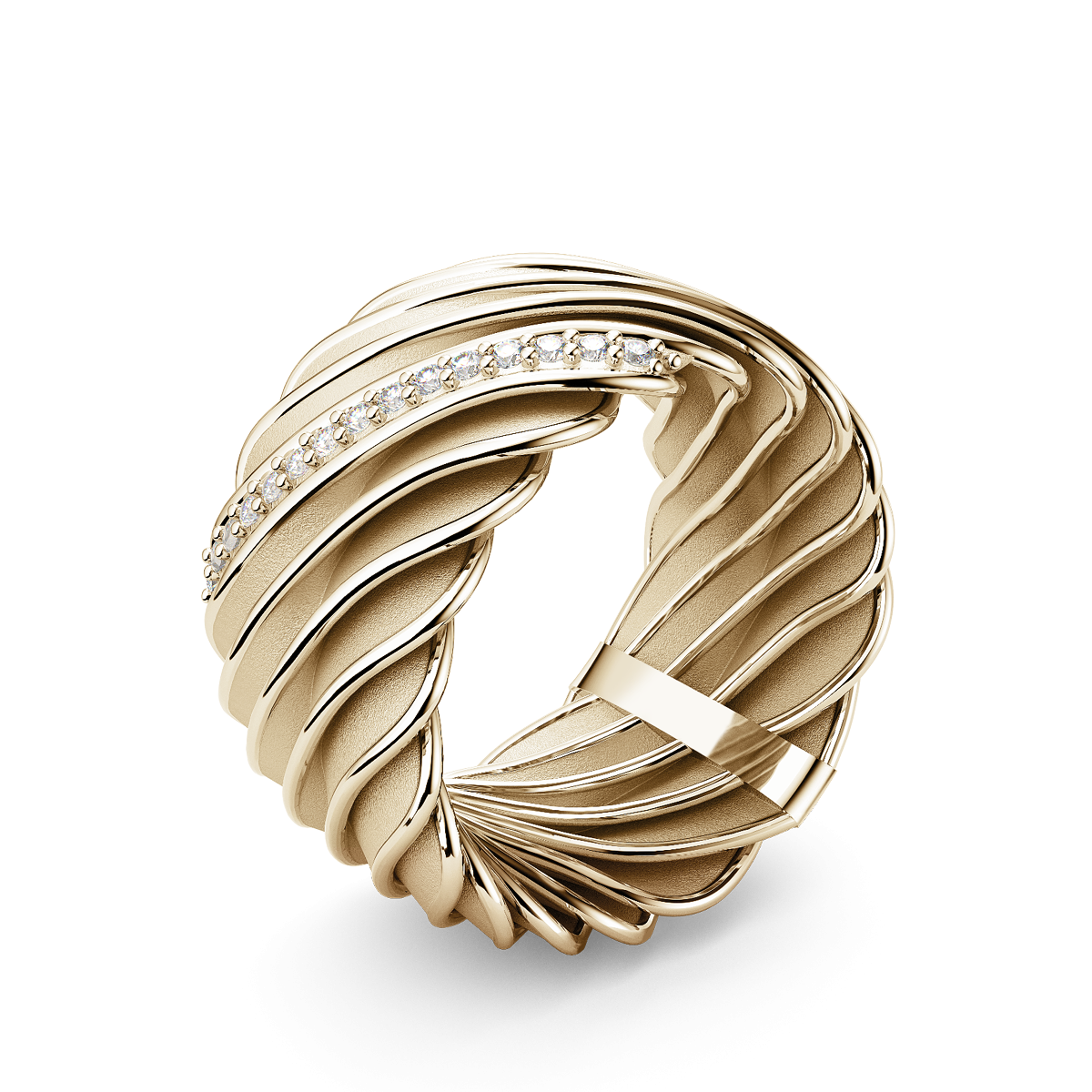 Modern Waves Ring 14.0 Diamonds - Material: 14k gold | Color: Yellow ...